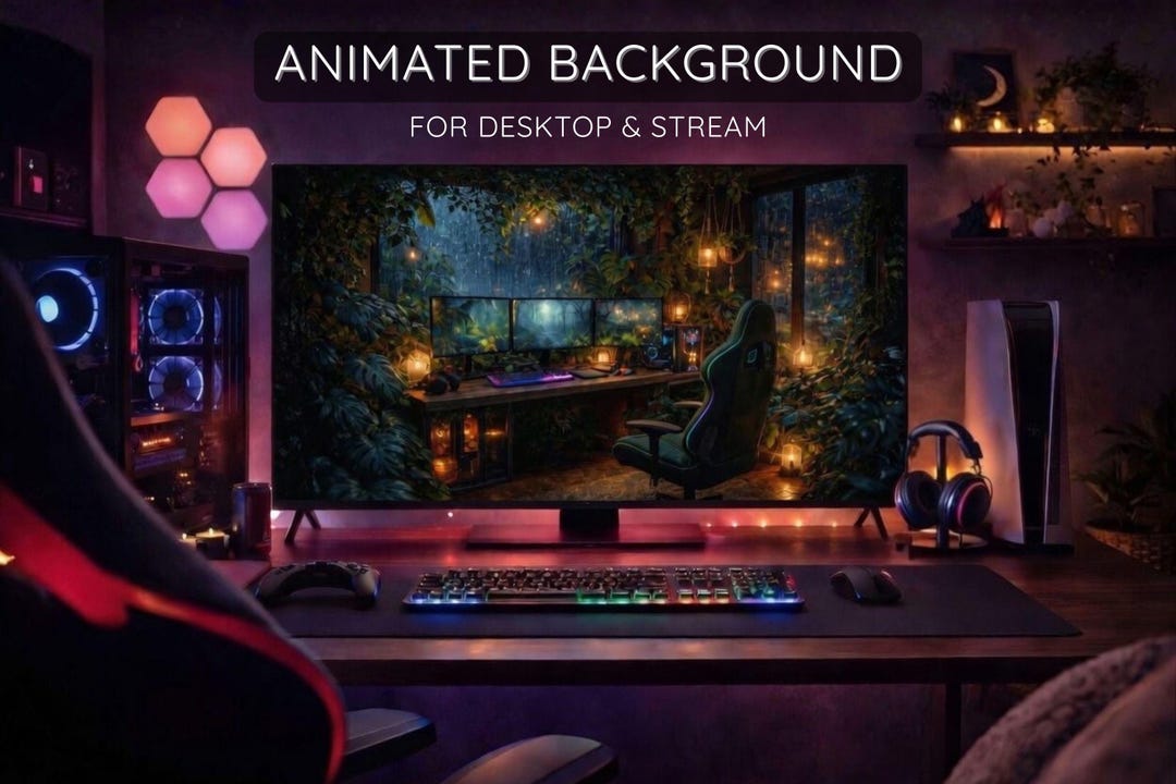 Buy Rainy Forest Gaming Room Animated Wallpaper, Cozy Desktop ...