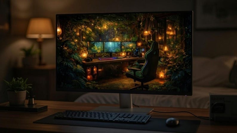 Live Wallpaper Desktop Background - Animated Cozy Forest Gaming Room ...