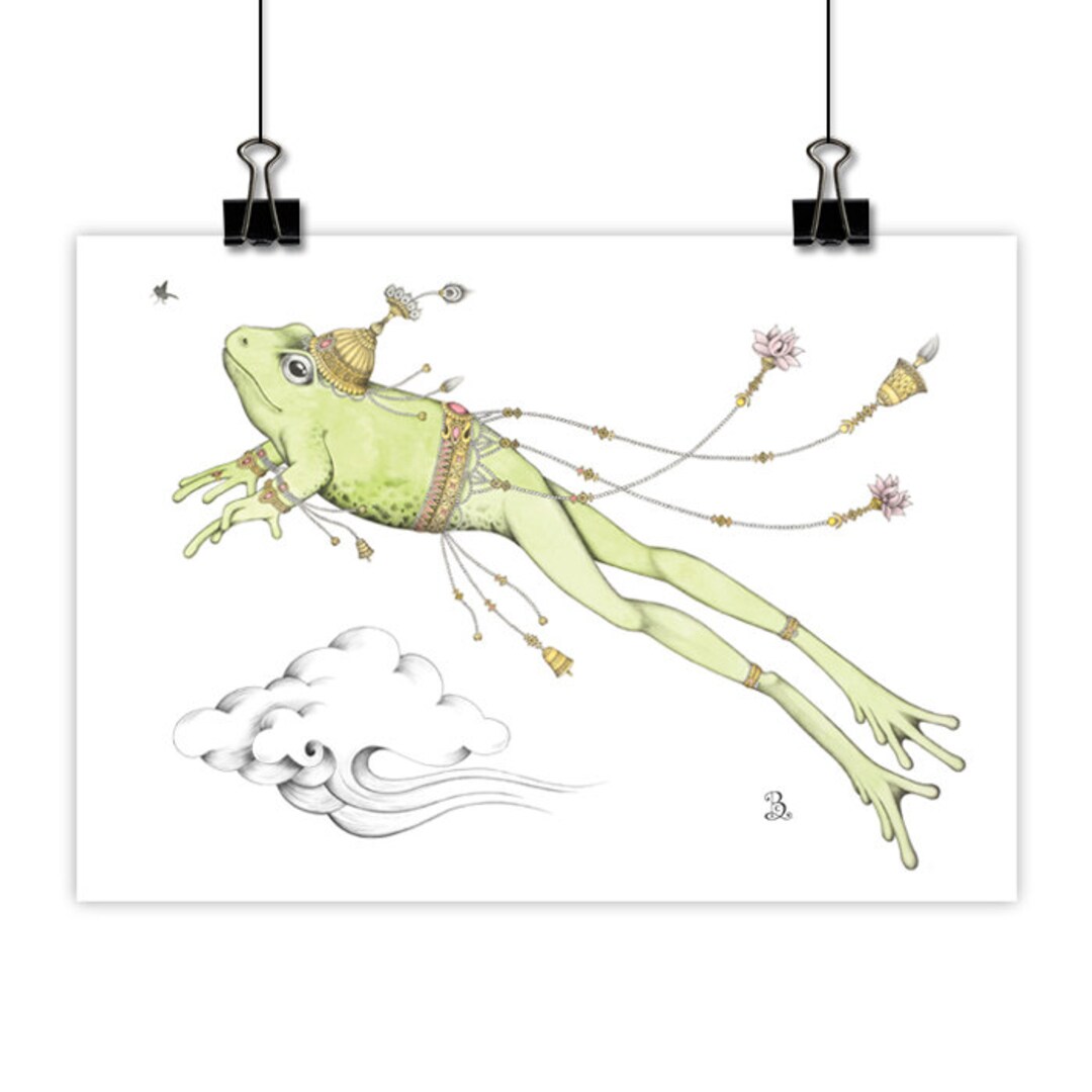 Frog Deity // Frog Art Print Wall Art Giclee Print Pencil - Etsy