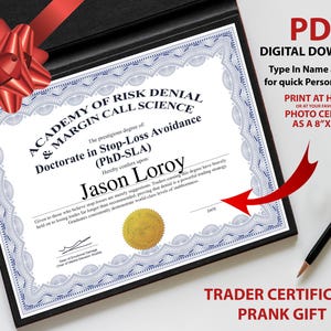 Stoploss Trading Certificate - Gag Gift for All Traders - Funny Trader ...