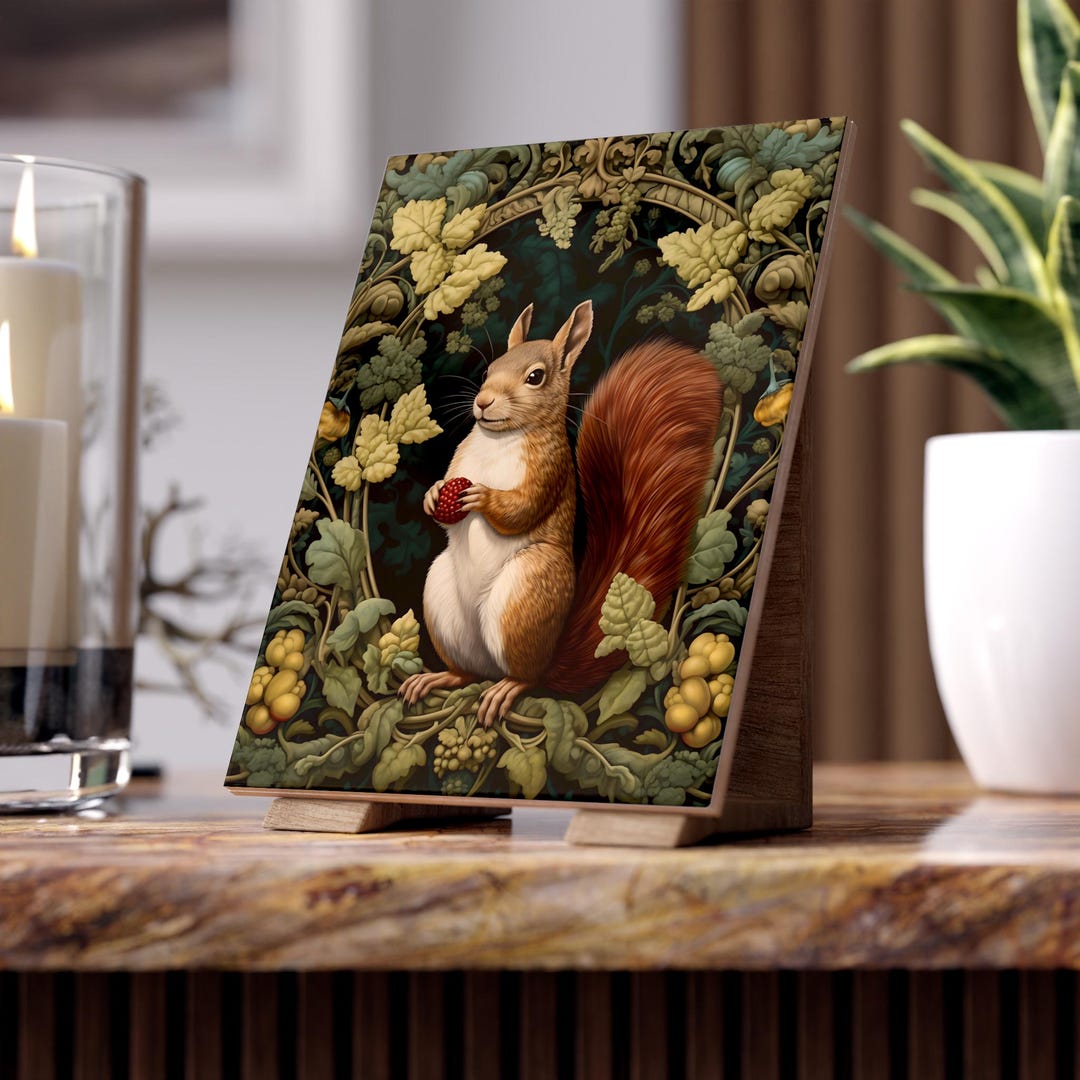 Ceramic Tile, Squirrel Art Nouveau by William Morris, Squirrel in the ...