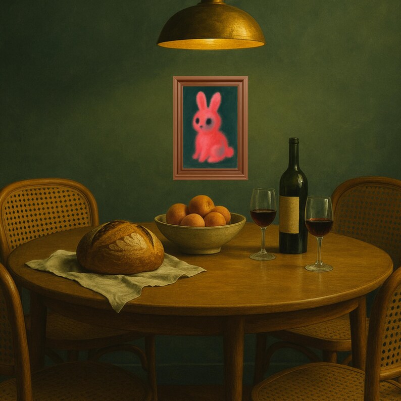 Neon Pink Bunny Print, Vaporwave Rabbit Illustration (digital Download ...