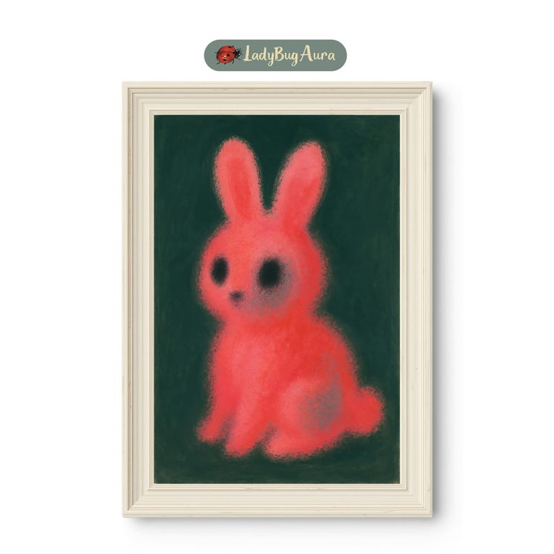 Neon Pink Bunny Print, Vaporwave Rabbit Illustration (digital Download ...