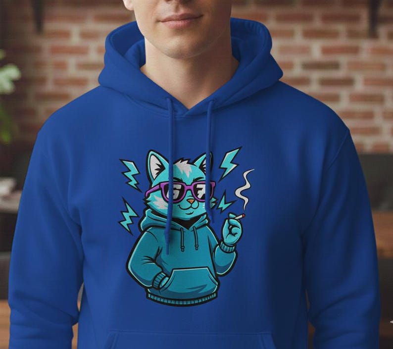 Gen Z Six Seven Cat PNG | Brainrot Meme Hoodie Graphic | Funny Smoking ...