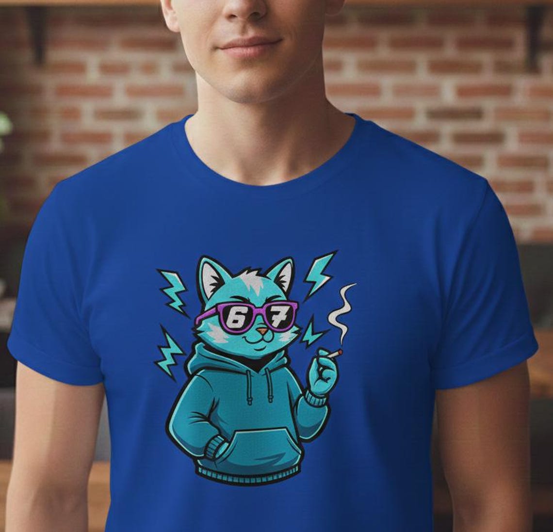 Gen Z Six Seven Cat PNG | Brainrot Meme Hoodie Graphic | Funny Smoking ...