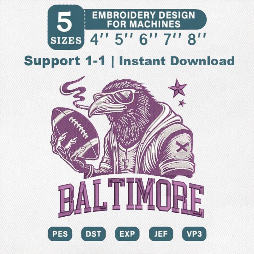 Smoking Raven Baltimore City Football Embroidery, the Flock Football ...
