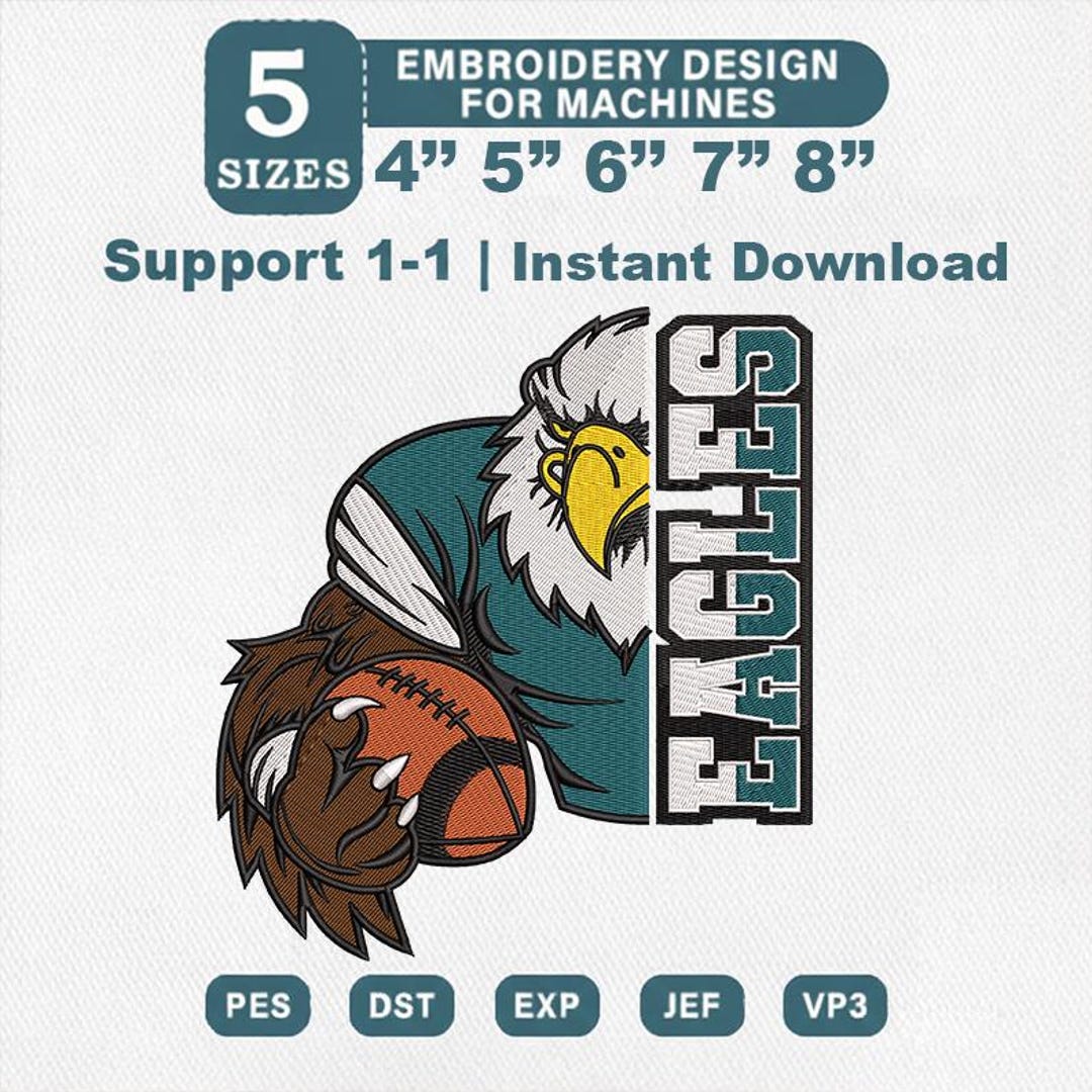 Philadelphia Eagles Football Embroidery, Swoop Sport Embroidery File ...