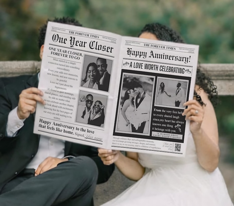 Anniversary Newspaper for Couples, Party Announcement, Canva Design ...