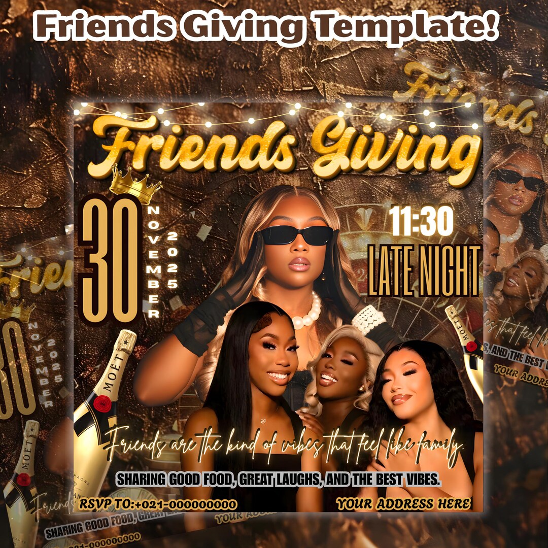 Friendsgiving Flyer Template | Canva Editable | Thanksgiving Party ...