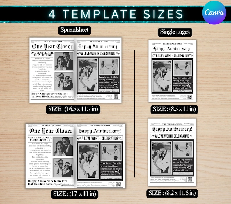 Anniversary Newspaper for Couples, Party Announcement, Canva Design ...