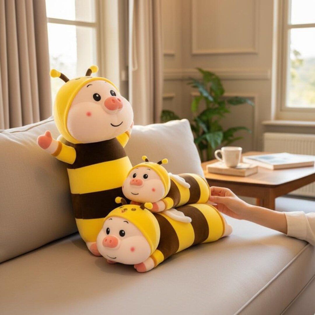 Cute Bee Pig Plush Long Pillow Sofa Cushion Kids Room Decor Spring ...