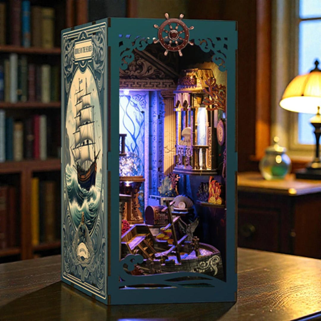 Underwater Relic Book Nook, DIY Miniature Shelf Insert, Glowlight Decor ...