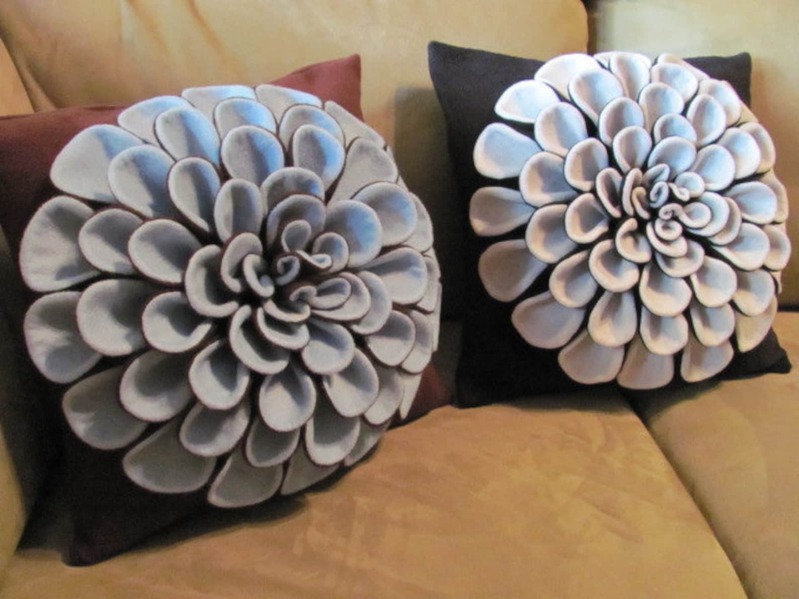 Felt Flower Pillow Pattern DANIELLA DAHLIA Felt Flower Throw Pillow ...