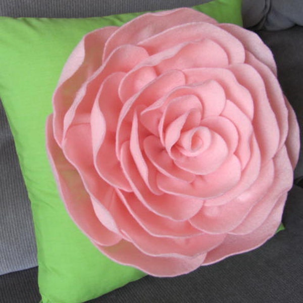 Felt Rose Pillow - Etsy