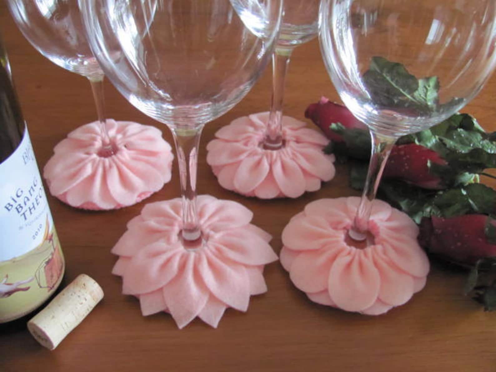 Wine Glass Slipper Pattern, Stemware Coaster Pattern, Felt Flower Wine ...