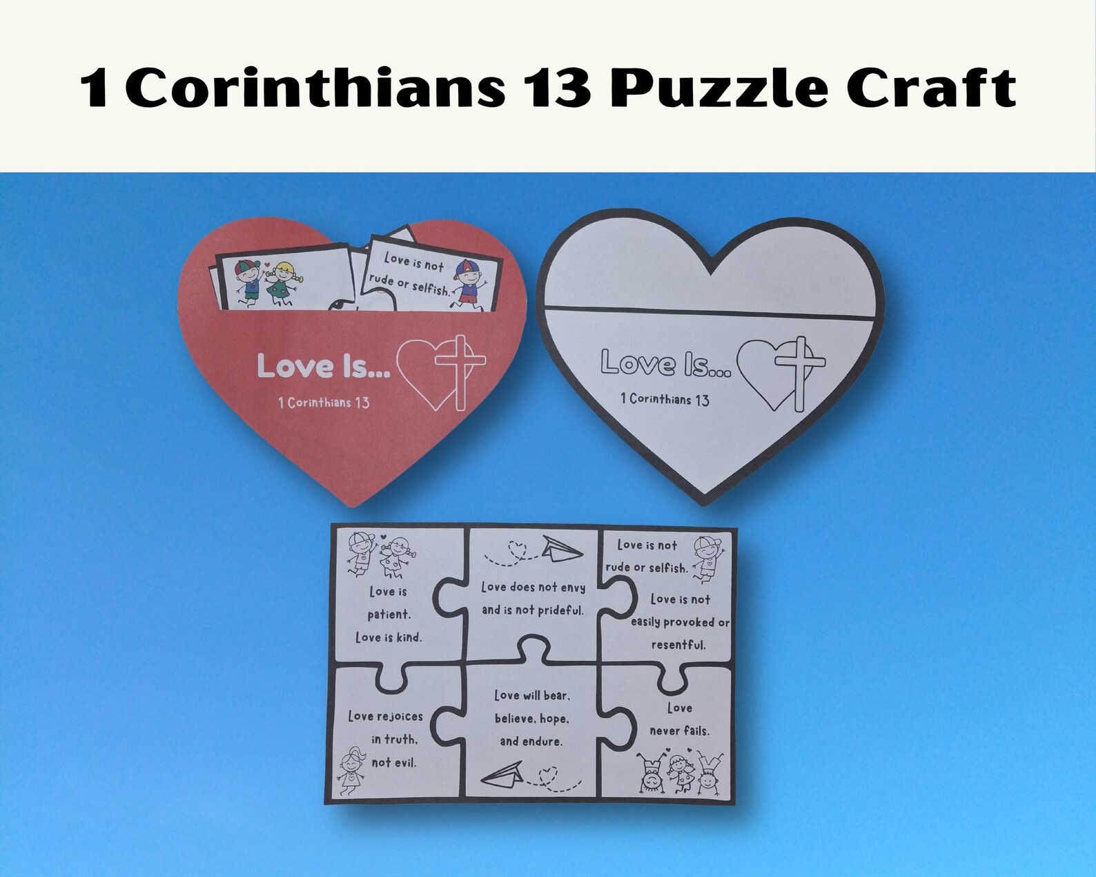 Love is 1 Corinthians 13 Puzzle Pocket Bible Craft (digital Download ...
