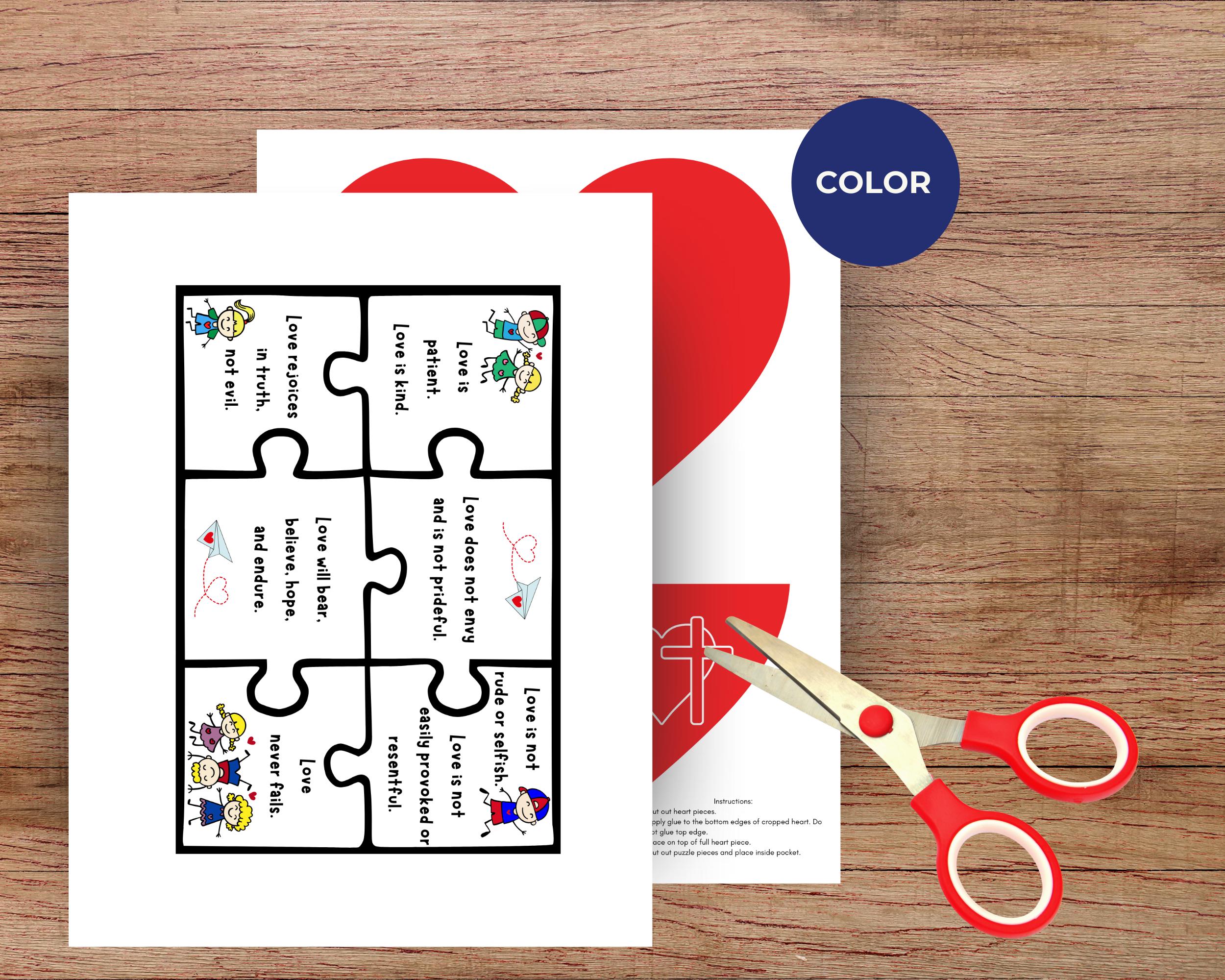 Love is 1 Corinthians 13 Puzzle Pocket Bible Craft (digital Download ...