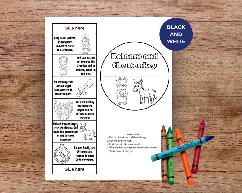 Balaam and the Donkey Accordion Folding Surprise Bible Craft (digital ...