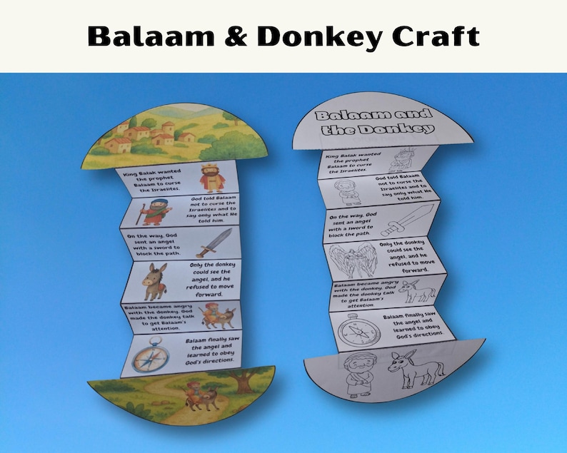 Balaam and the Donkey Accordion Folding Surprise Bible Craft (digital ...
