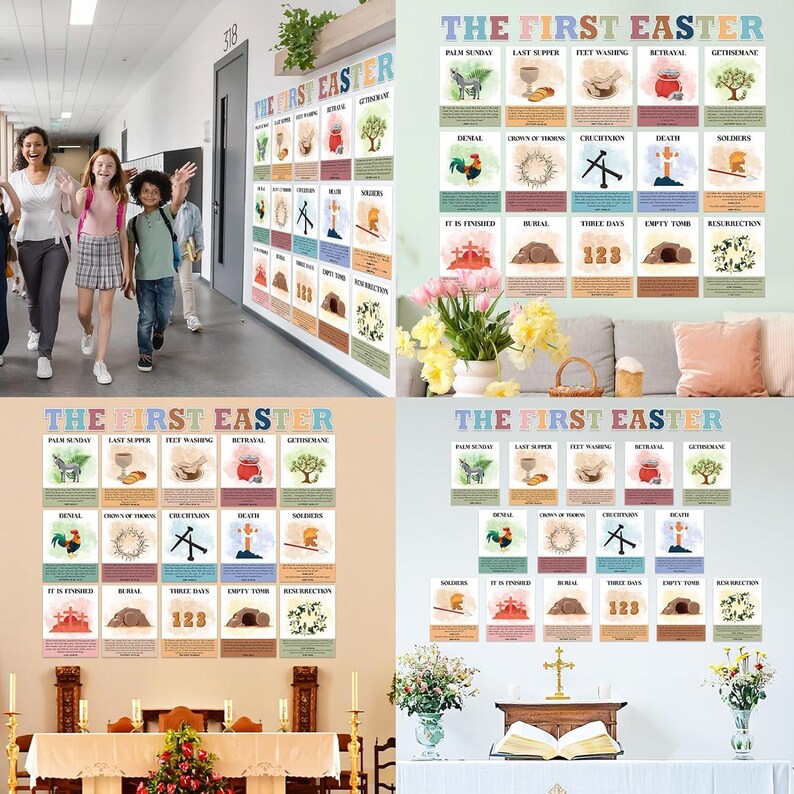 Easter Story Printable Posters, Holy Week Christian Wall Art (digital ...
