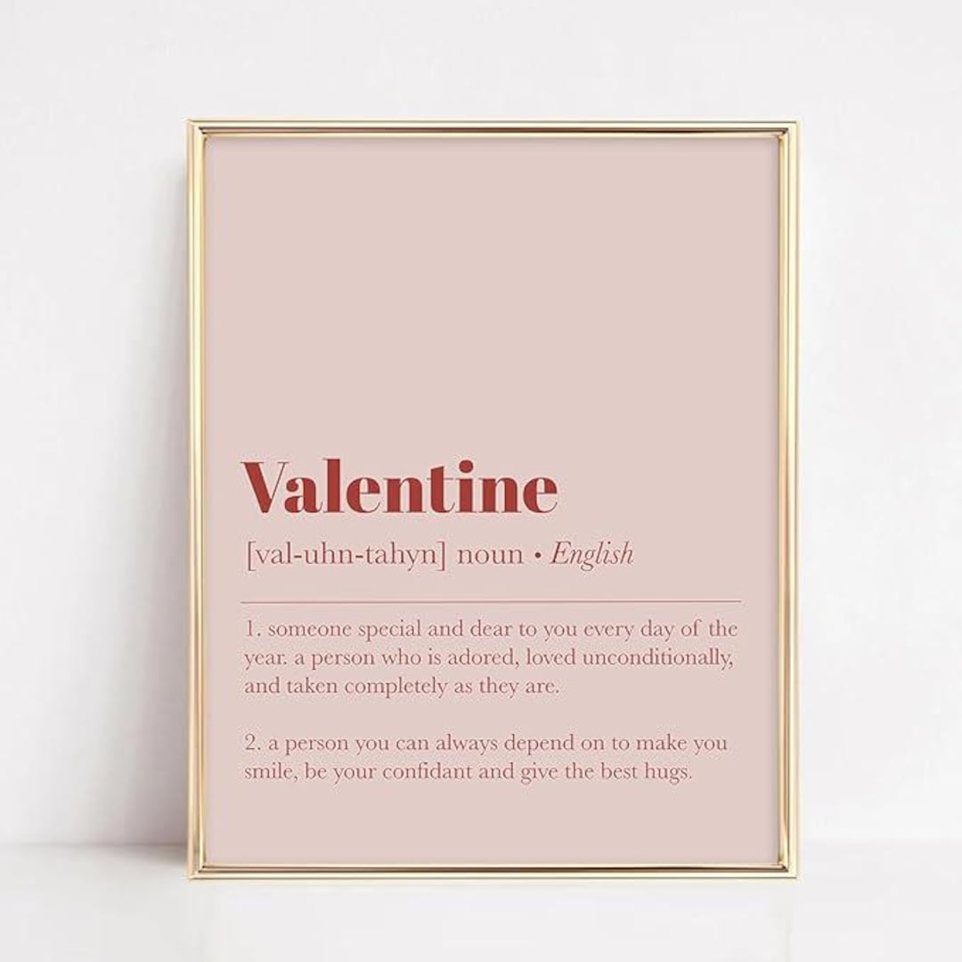 Valentine's Day Definition Print, Pink & Red Love Poster (digital ...