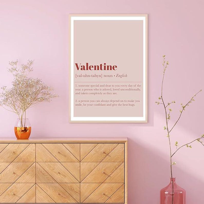 Valentine's Day Definition Print, Pink & Red Love Poster (digital ...