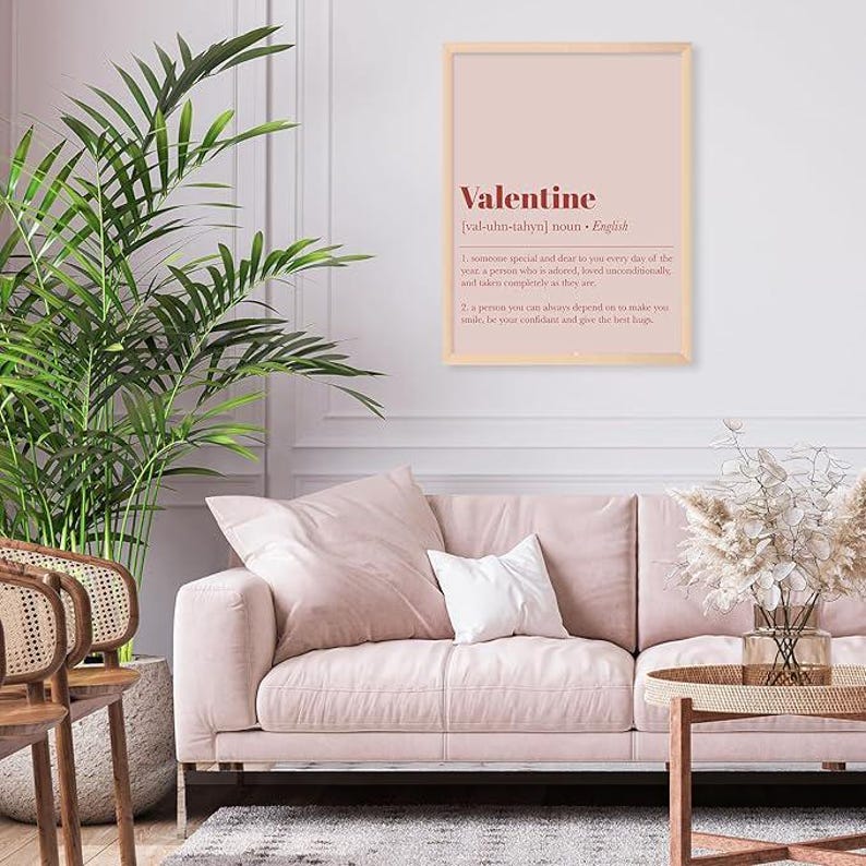 Valentine's Day Definition Print, Pink & Red Love Poster (digital ...