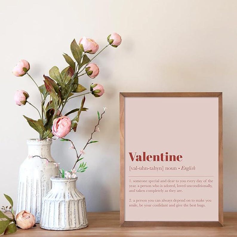 Valentine's Day Definition Print, Pink & Red Love Poster (digital ...