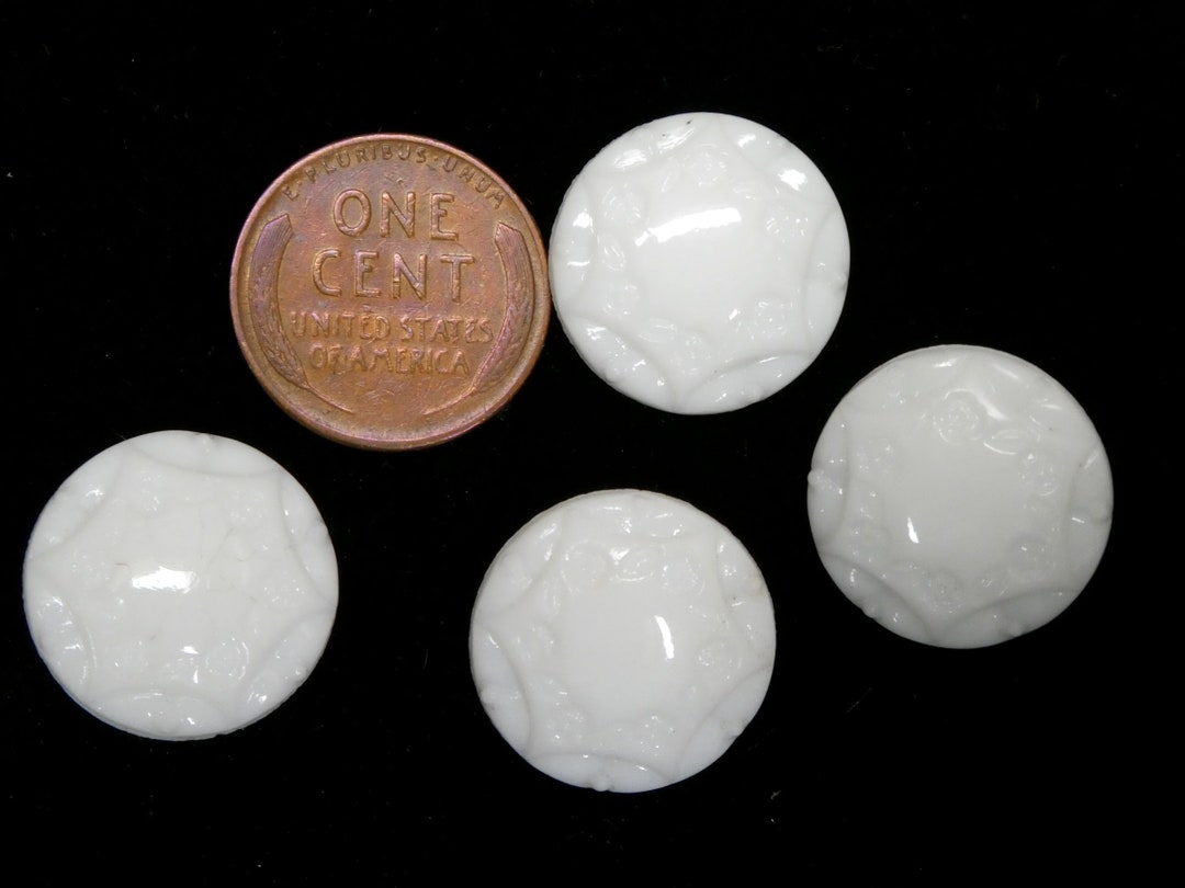 4 Vintage White Pressed Glass Self Shank Buttons 17mm 11/16" (1-D1) - Etsy