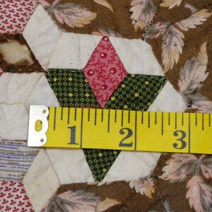 Antique Quilt Pc Hexigon Pieced Tiny Stars 19x30 Elongated Hexi Block ...