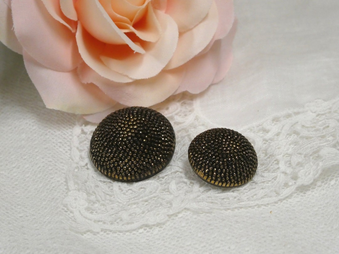 2 Black Glass Dome Buttons W/3d Gold Dots by La Mode 18mm 22mm 1-D3 - Etsy