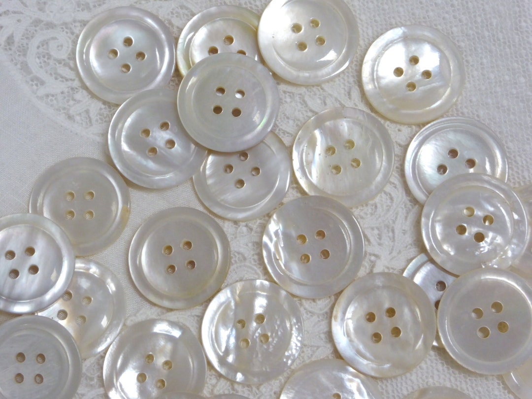Vintage Mother of Pearl Buttons 21mm: White Shell Sewing Buttons #A2 - Etsy