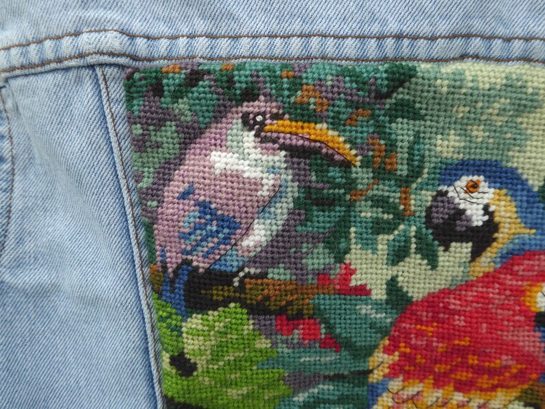 Tropical Birds Denim Adult Jacket Wearable Art Birds | Etsy