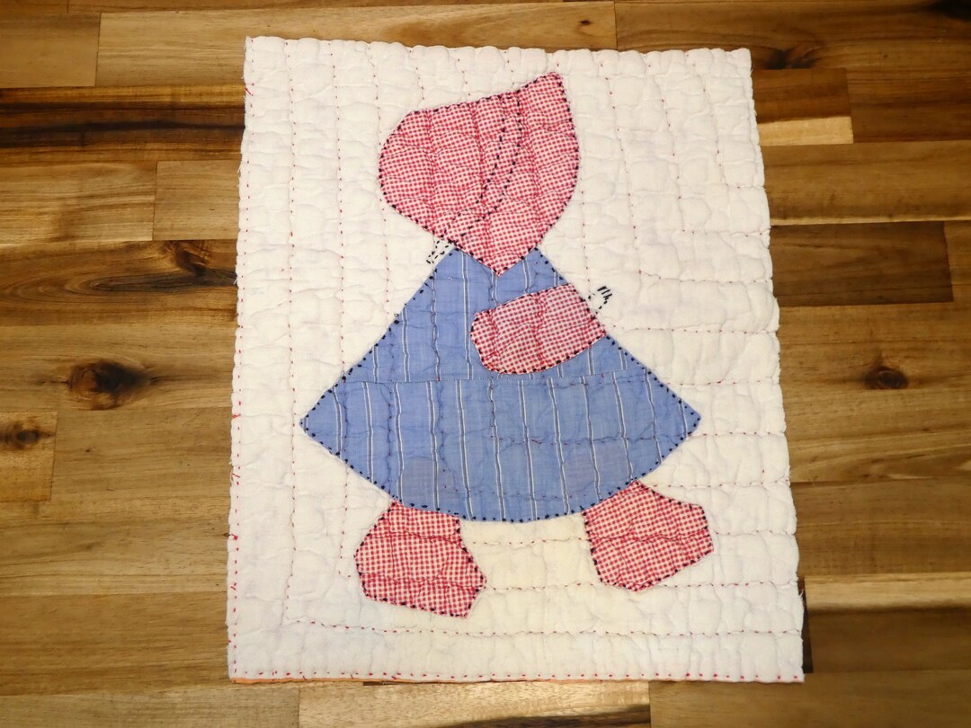 Vintage Sunbonnet Sue Quilt Block 11.5"x14" 1940s Sun Bonnet Girl ...