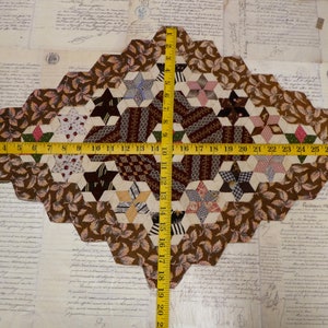 Antique Quilt Pc Hexigon Pieced Tiny Stars 19x30 Elongated Hexi Block ...