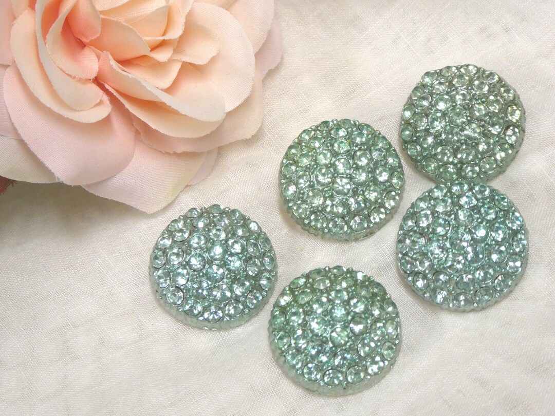 5 Green Rhinestone Dome Buttons Size 36L 23mm 15/16", Green Pale Green ...