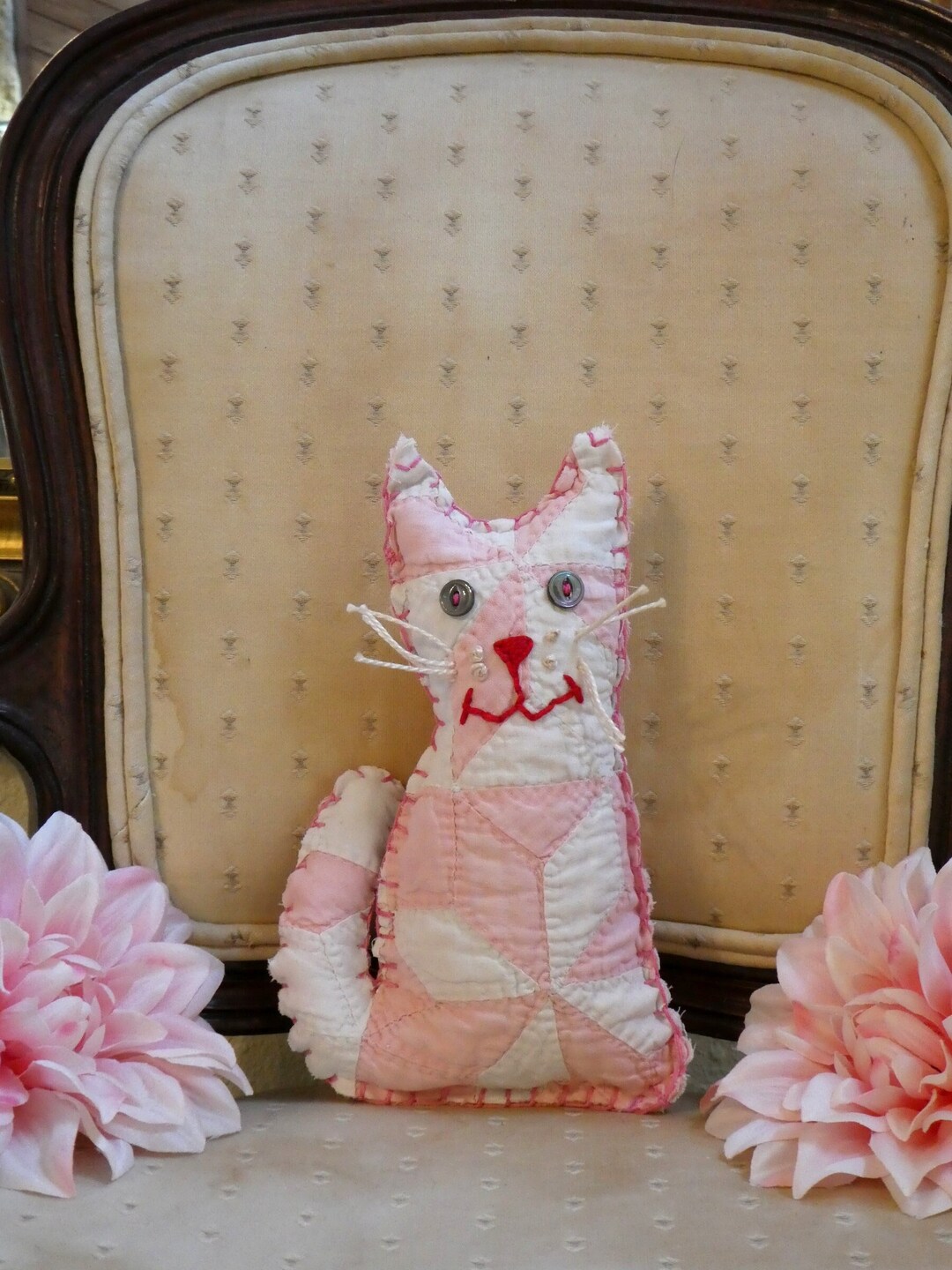 Vintage Quilt Kitten Pillow Handmade 4.5x8.5 - Etsy