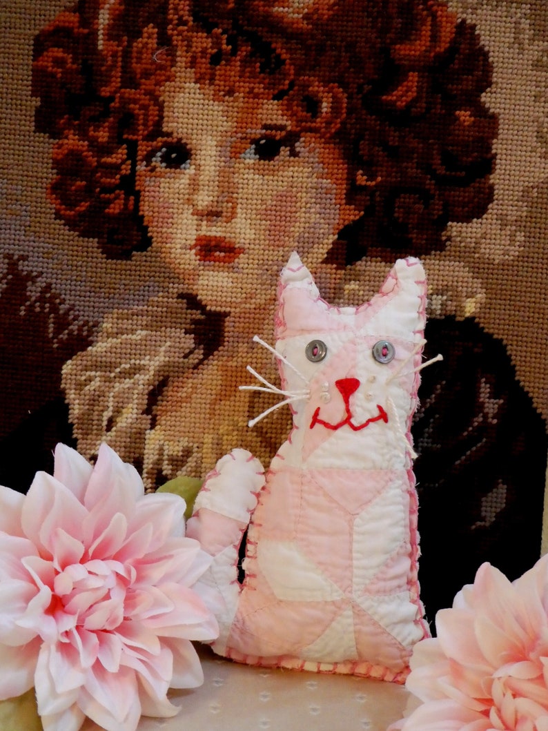 Vintage Quilt Kitten Pillow Handmade 4.5x8.5 - Etsy