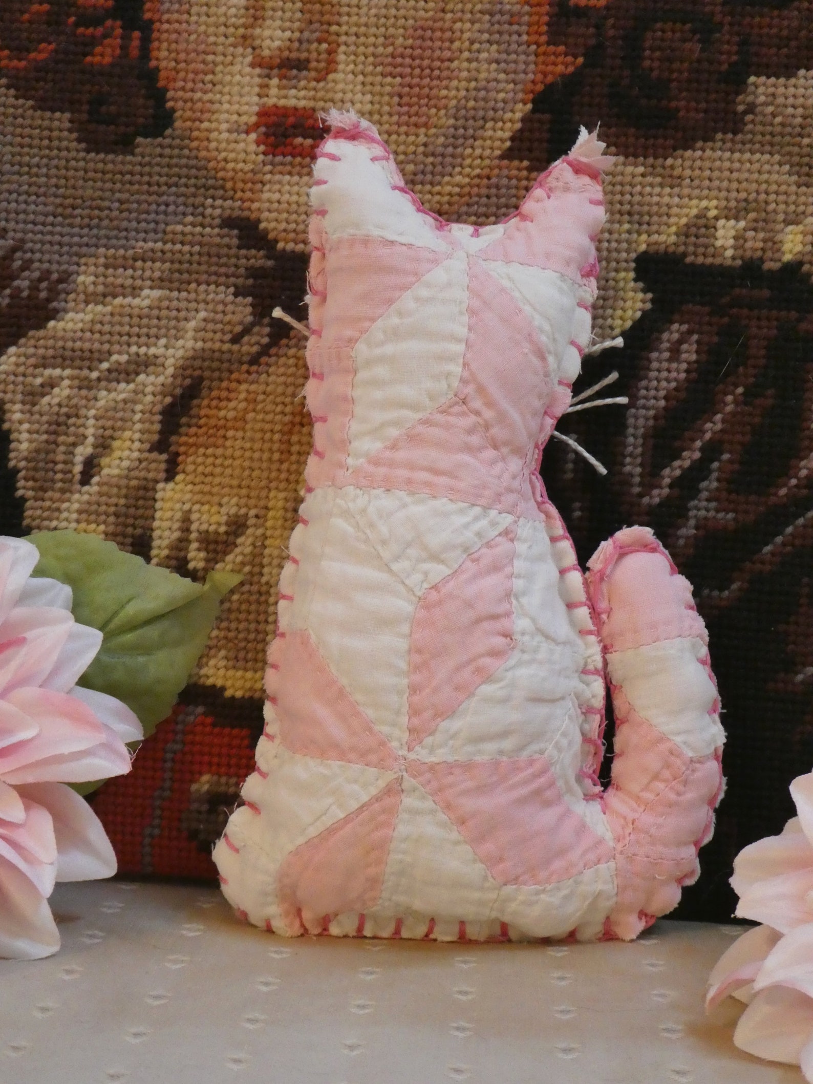 Vintage Quilt Kitten Pillow Handmade 4.5x8.5 - Etsy
