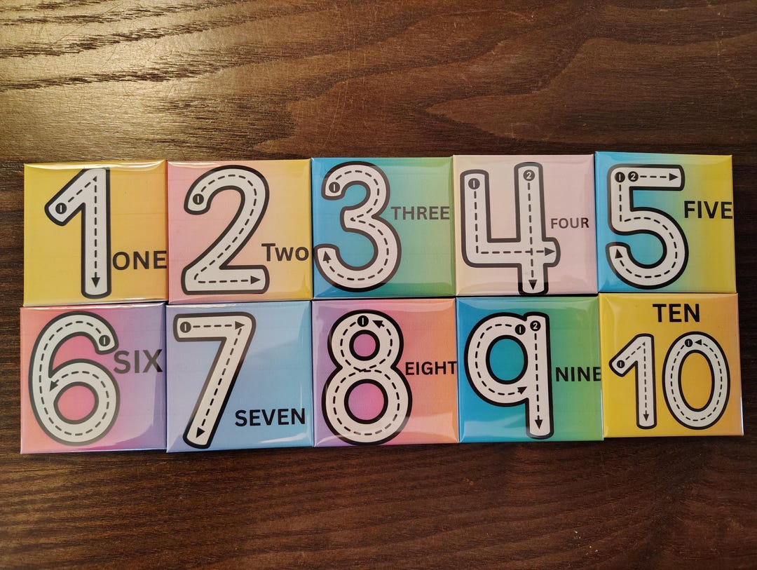 Early Learner Traceing Number Set 1-10 |custom 2x2 Magnets |reusable ...