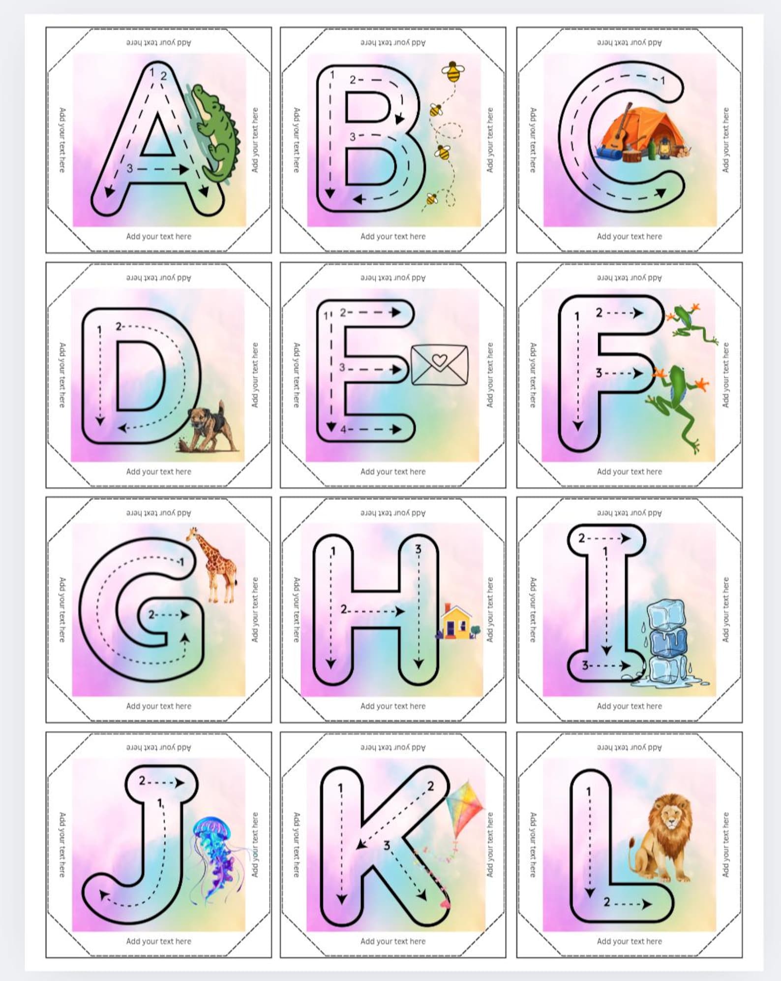 TEMPLATE ONLY| Tracing Alphabet & Number Set (A-Z, 1-10) 2x2 Magnet ...