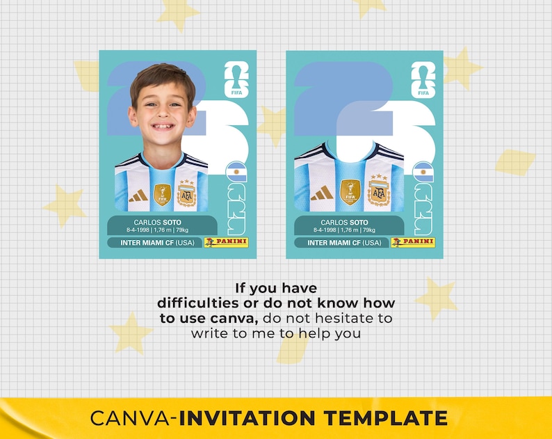 World Cup Sticker + 2026 Envelope (Editable in Canva) | Custom Photo ...