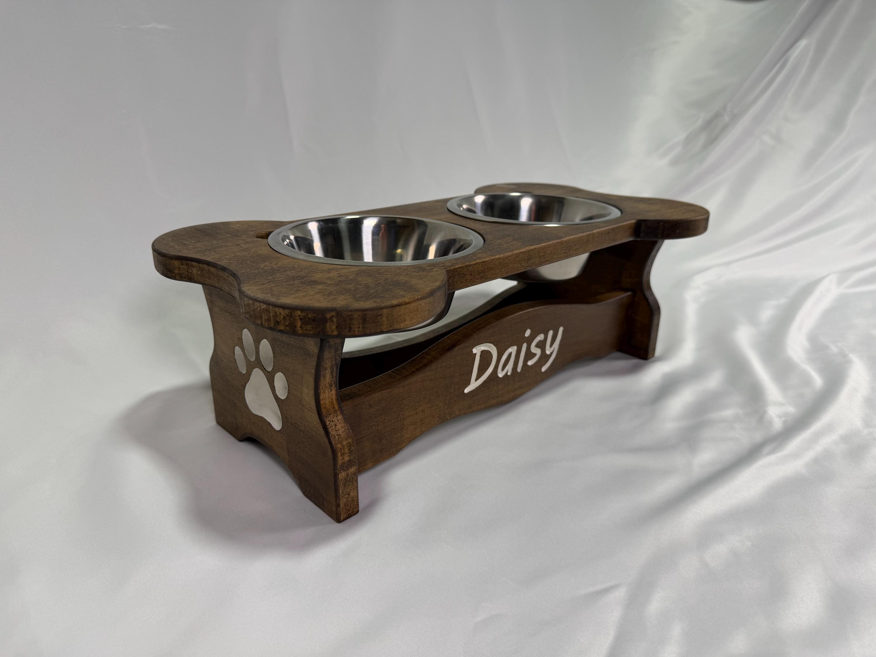Custom Solid Wood Dog Feeder Stand — Personalized Raised Bowl Holder - Etsy