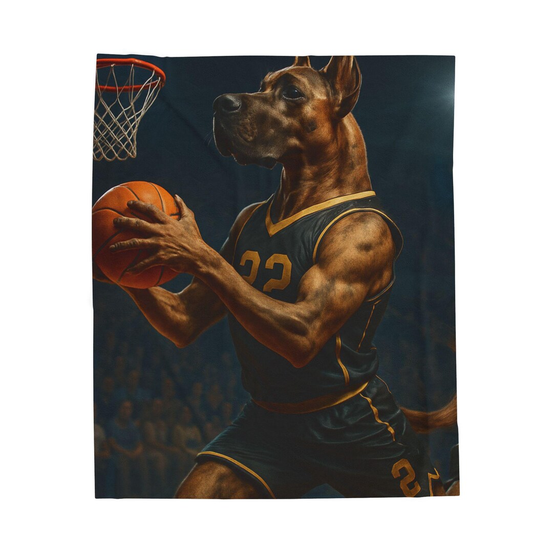 Velveteen Blanket Great Dane Basketball Player | Sports Animal Art ...