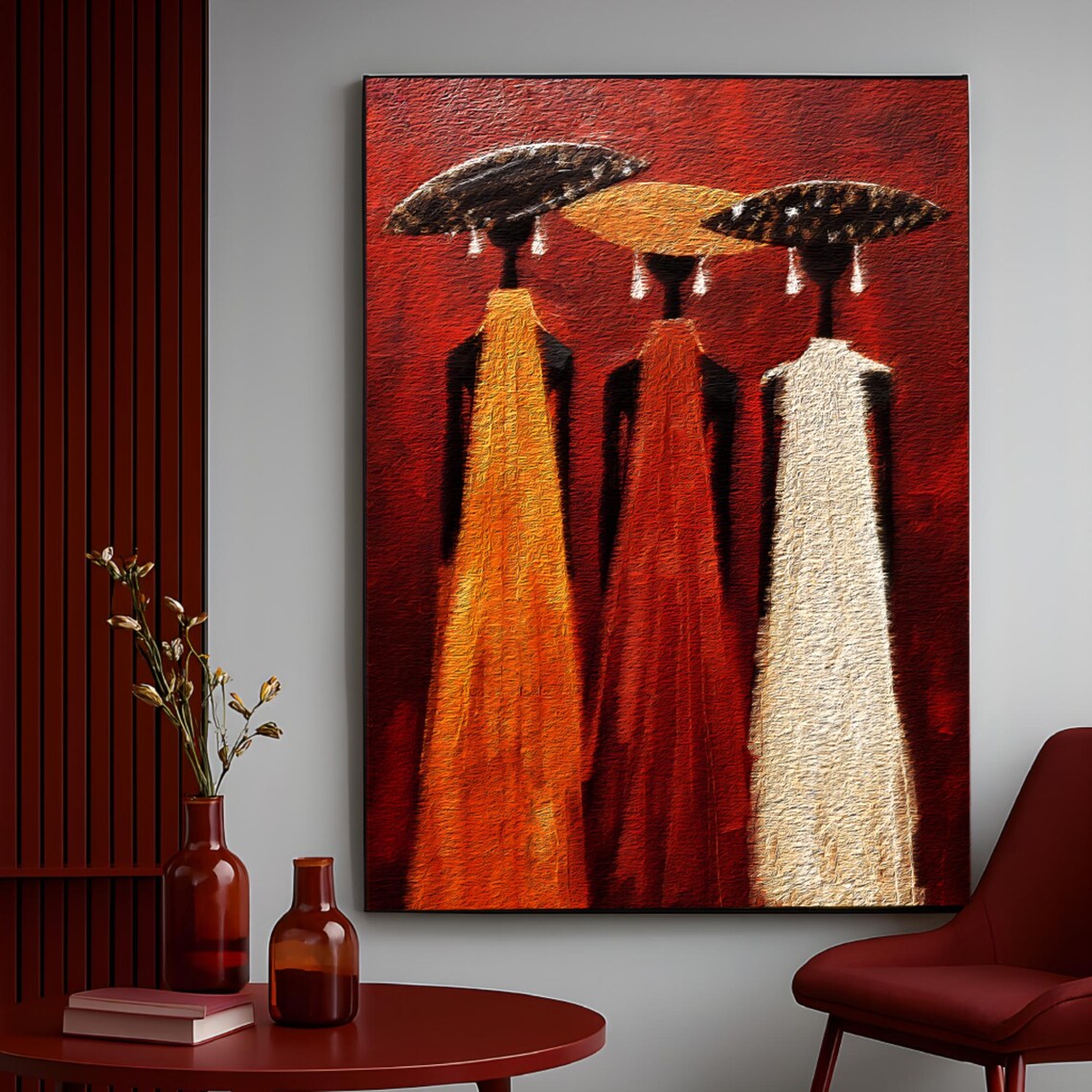 African Women Canvas Wall Art, Abstract Tribal Portrait, Matte Canvas ...