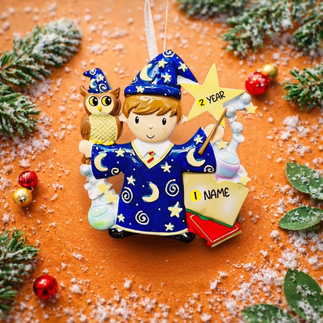 Personalized Wizard Boy Christmas Ornament | Magician Gift - Etsy