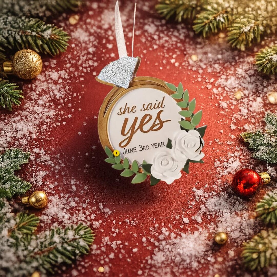 She Said Yes Engagement Ornament | Personalized Proposal Gift | Custom ...