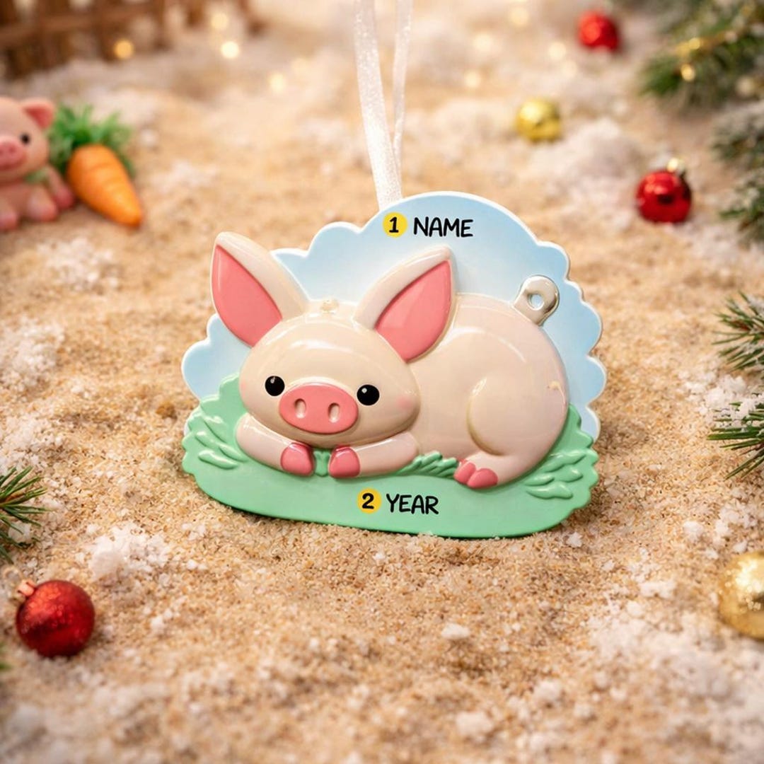 Personalized Pig Ornament | Custom Farm Animal Christmas Gift | Raised ...