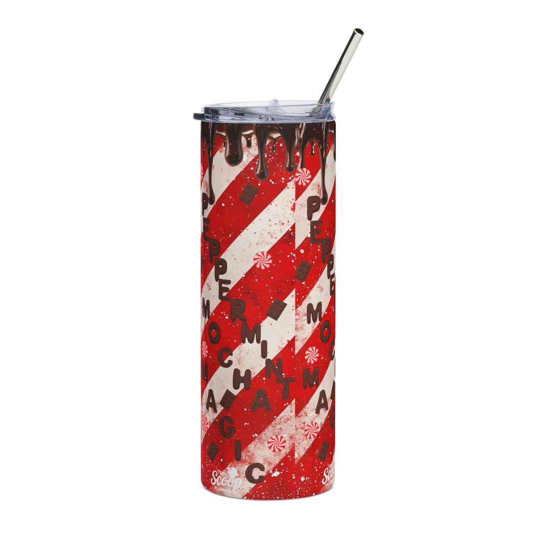 Candy Cane Stripe Chocolate Drip Tumbler | 20oz Stainless Steel - Etsy