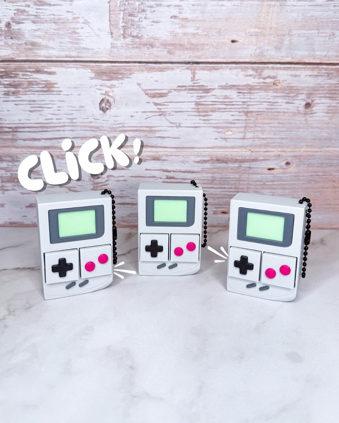Retro Handheld Gaming Console Clicker Keychain | 3D Printed Fidget Stim ...
